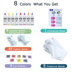 WINSONS Tie Dye Kit, 8 Colours Non Toxic Permanent Fabric Dye Art Set for Kids Women for Homemade Party Creative Group Activities DIY Gift