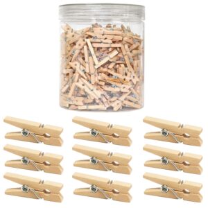 mini natural wooden clothespins, 320pcs, 1 inch photo paper peg pin craft clips for scrapbooking, arts & crafts, hanging photos (natural)