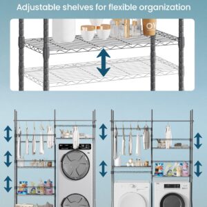 YORKING Clothes Drying Rack, Over The Washer and Dryer Storage Shelf with Adjustable Shelves, Space Saving Drying Rack for Laundry Room Easy Storage