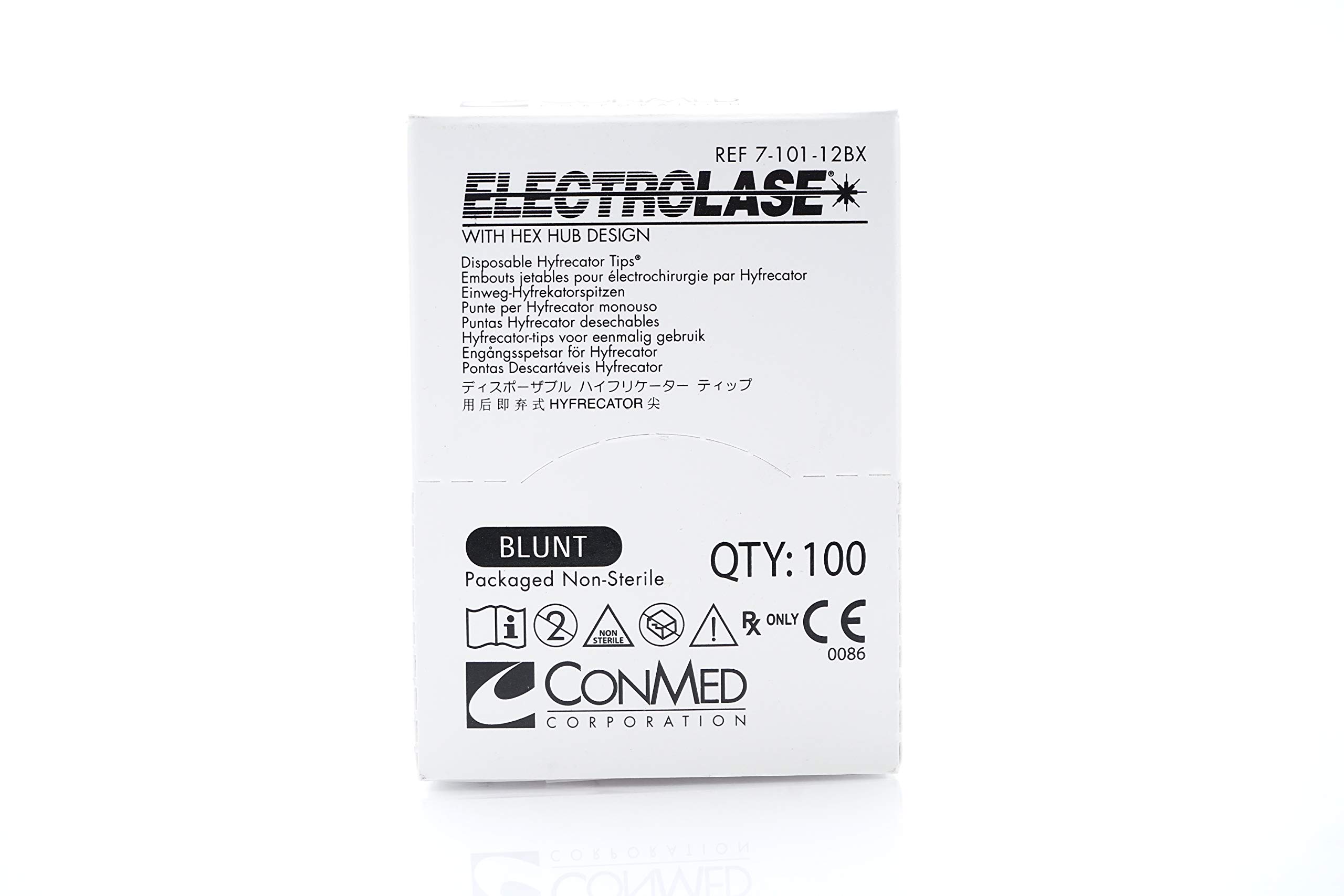 Conmed Electrolase Hyfrecator Electrodes, Blunt, Disposable Hyfrecator Tips, Non-Sterile, Case of 100, 7-101-12BX