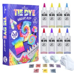 winsons tie dye kit, 8 colours non toxic permanent fabric dye art set for kids women for homemade party creative group activities diy gift