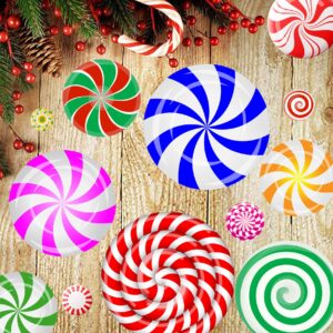 Funnlot 57PCS Peppermint Floor Decals Christmas Wall Stickers Christmas Decals for Wall Christmas Stickers for Wall Candy Wall Stickers Christmas for Candyland Decoration