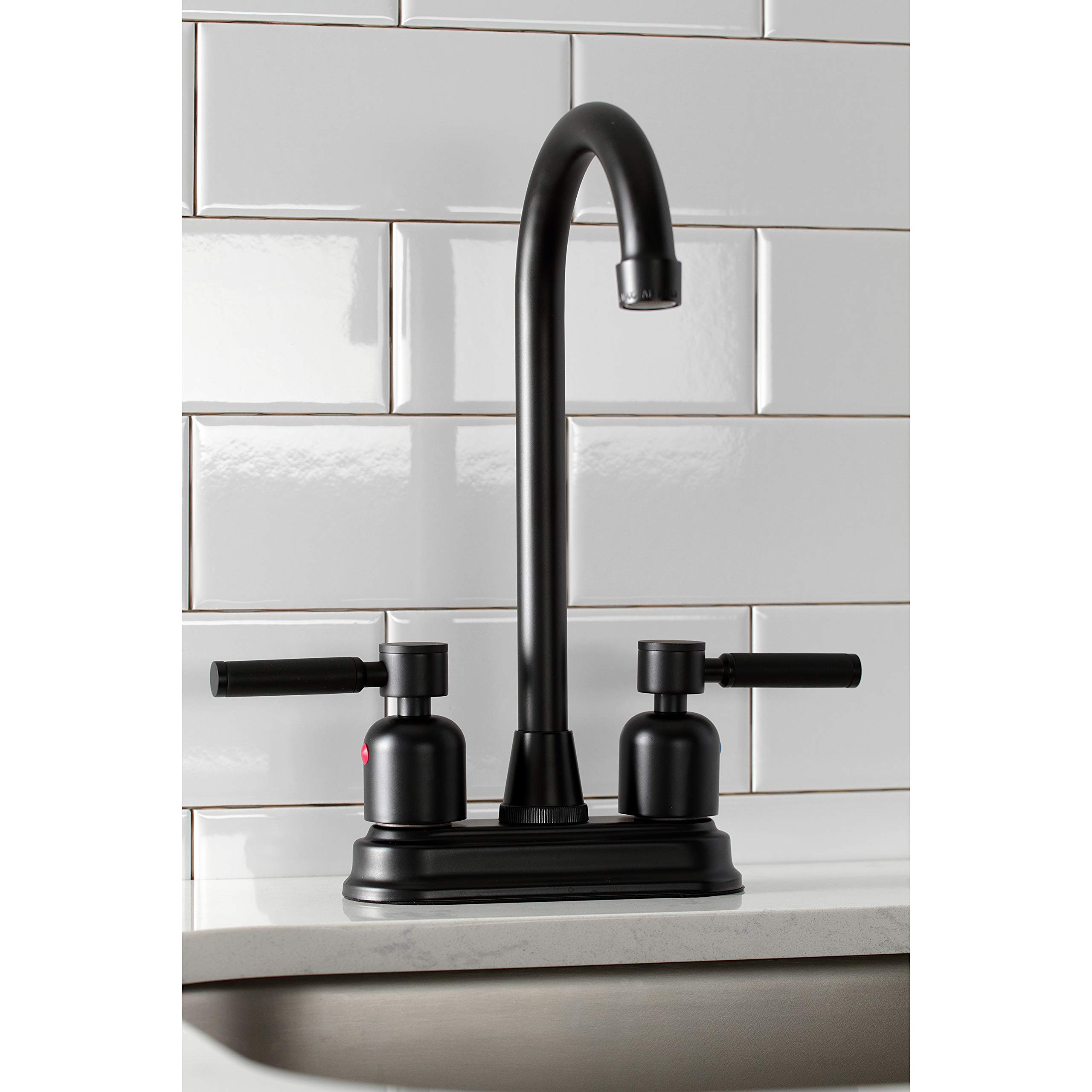 Kingston Brass KB8490DKL Kaiser Bar Faucet, Matte Black, 11.56 x 9.31 x 4.75