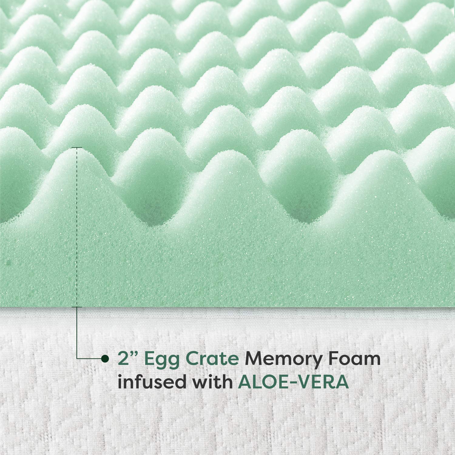 Best Price Mattress 2 Inch Egg Crate Memory Foam Mattress Topper with Calming Aloe Infusion, CertiPUR-US Certified, Twin Green