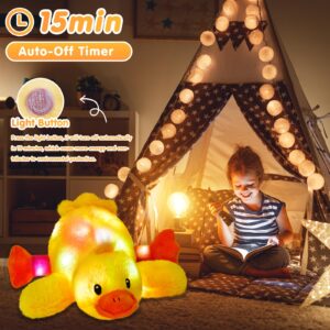 Glow Guards 12'' Musical Light Up Yellow Duck Stuffed Animal LED Glowing Singing Soft Plush Toy Pillow Night Lullaby Holiday Birthday Children's Day Gifts for Toddler Kids