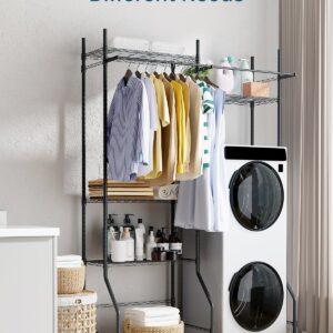 YORKING Clothes Drying Rack, Over The Washer and Dryer Storage Shelf with Adjustable Shelves, Space Saving Drying Rack for Laundry Room Easy Storage