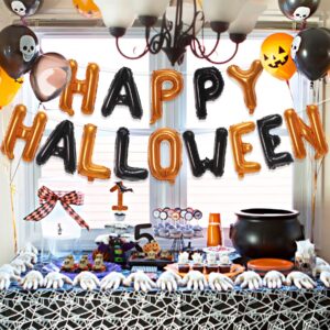 Tellpet Happy Halloween Balloons Banner, Halloween Party Decorations for Home Yard Decor Backdrop Sign, Orange and Black