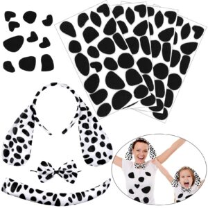 willbond dalmatian dog ear headband, bow tie, tail set with 4 sheets adhesive felt circles felt pads for halloween diy projects costume party decorations supplies