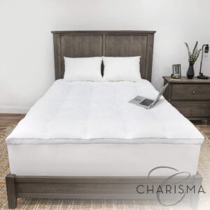 Charisma Luxury Plush 3.5-Inch Memory Foam Cluster and Gel Fiber Mattress Topper-Queen, White