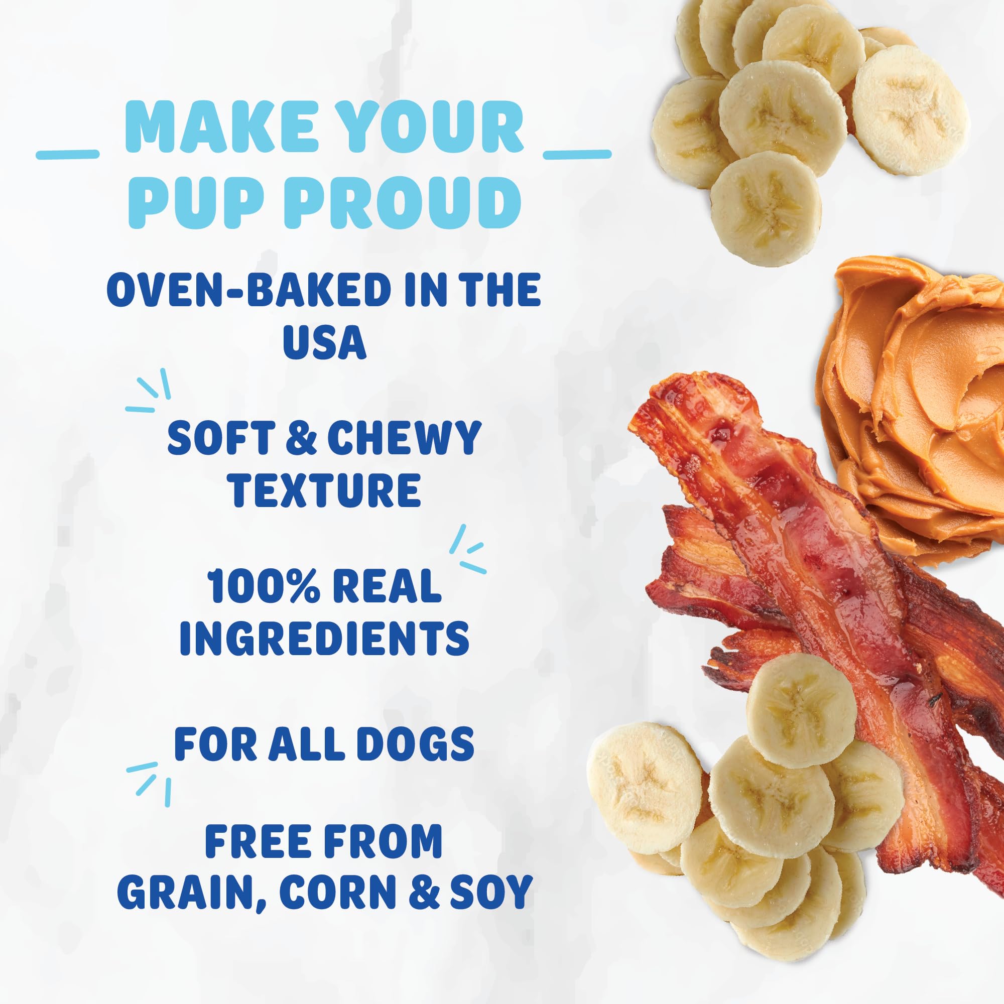 Shameless Pets Soft-Baked Dog Treats, Bananas for Bacon - Natural & Healthy Dog Chews for Skin & Coat Support with Omega 3 & 6 - Dog Biscuits Baked & Made in USA, Free from Grain, Corn & Soy - 1-Pack