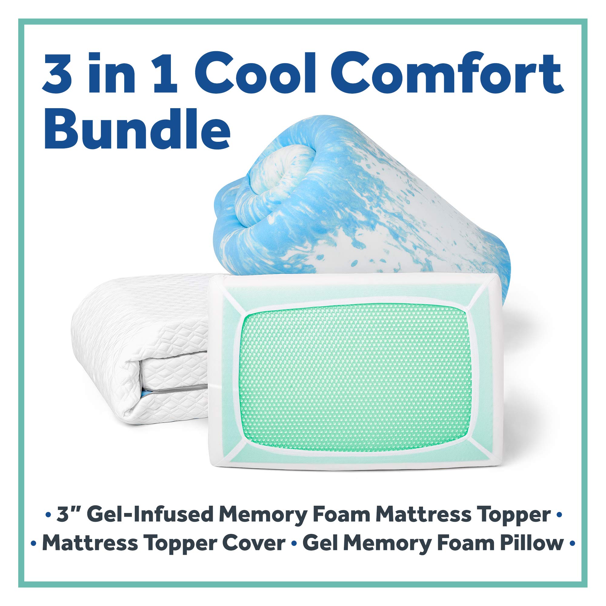 Sealy 3-in-1 Cool Comfort Full Mattress Topper and Pillow Set