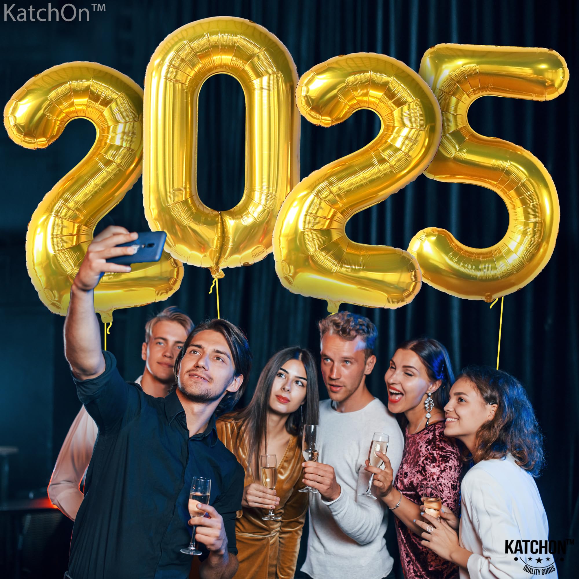 KatchOn, New Year 2025 Balloons Gold - Huge, 42 Inch | 2025 Gold Balloons for Happy New Years Decorations 2025 | New Year Balloons for New Years Eve Party Supplies 2025 | Graduation Decorations 2025