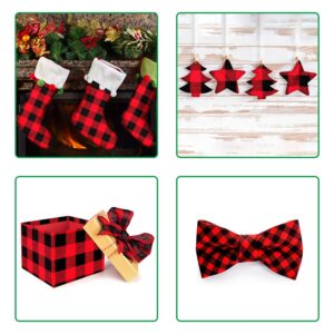 6 Pieces Christmas Plaid Fabric 20 x 20 Inch, Cotton Fabric Bundles Buffalo Plaid Quilting Fabric Sewing Patchwork for Christmas DIY Craft, 3 Style