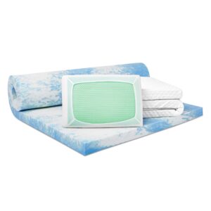 sealy 3-in-1 cool comfort full mattress topper and pillow set