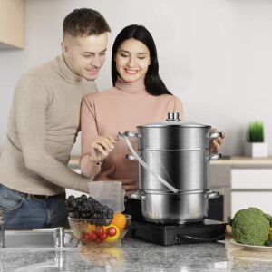 VIVOHOME Stainless Steel Juice Steamer Extractor Fruit Vegetables Juicer Steamer Pot 24 cm 8.5 Qt with Tempered Glass Lid, Hose, Clamp, Loop Handles