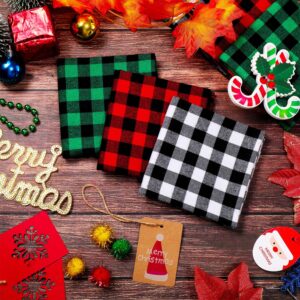 6 Pieces Christmas Plaid Fabric 20 x 20 Inch, Cotton Fabric Bundles Buffalo Plaid Quilting Fabric Sewing Patchwork for Christmas DIY Craft, 3 Style