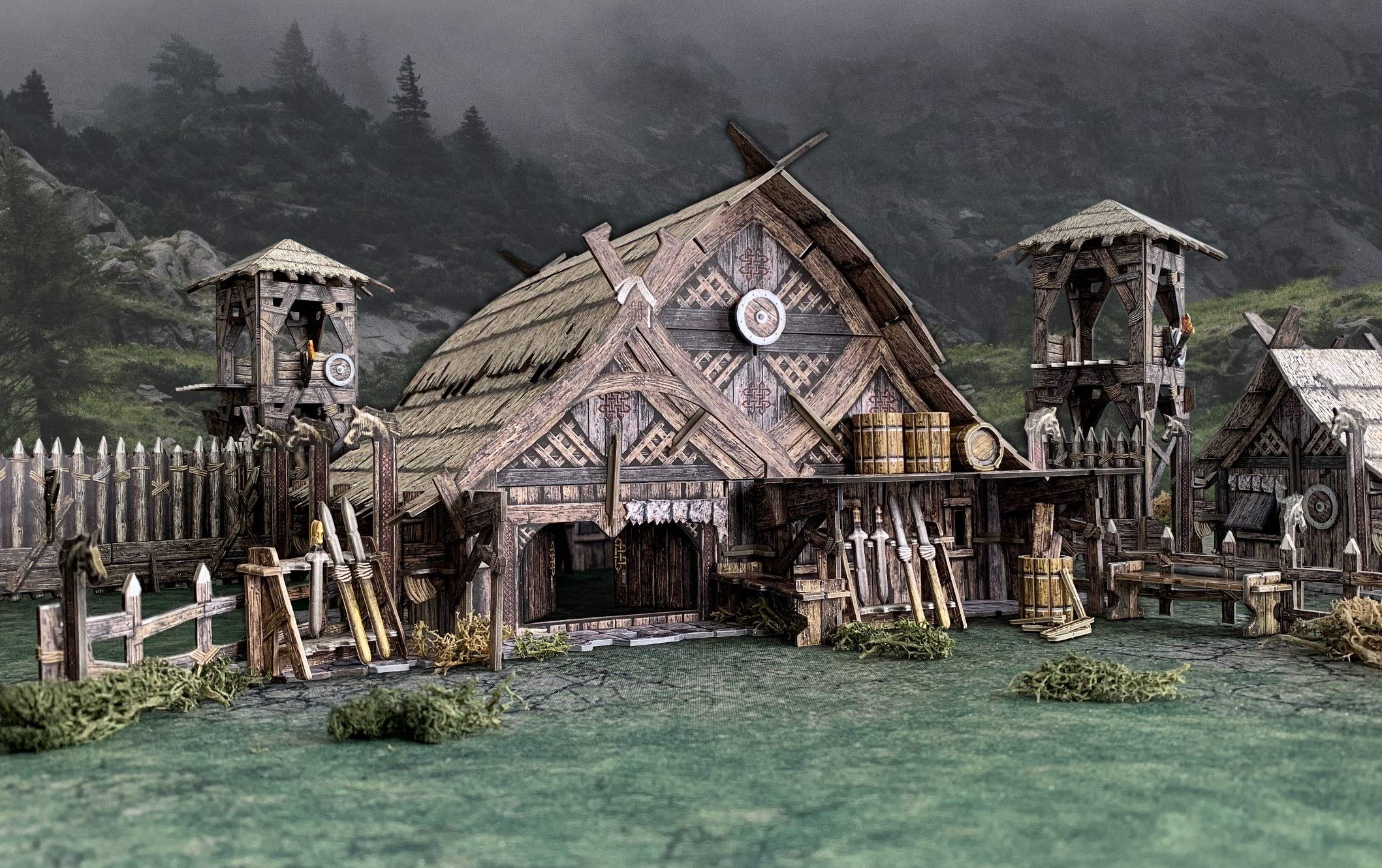 Battle Systems Fantasy Terrain Mead Hall - 28-35mm DND D&D RPG Wargames Historical/Fantasy Card Scenery