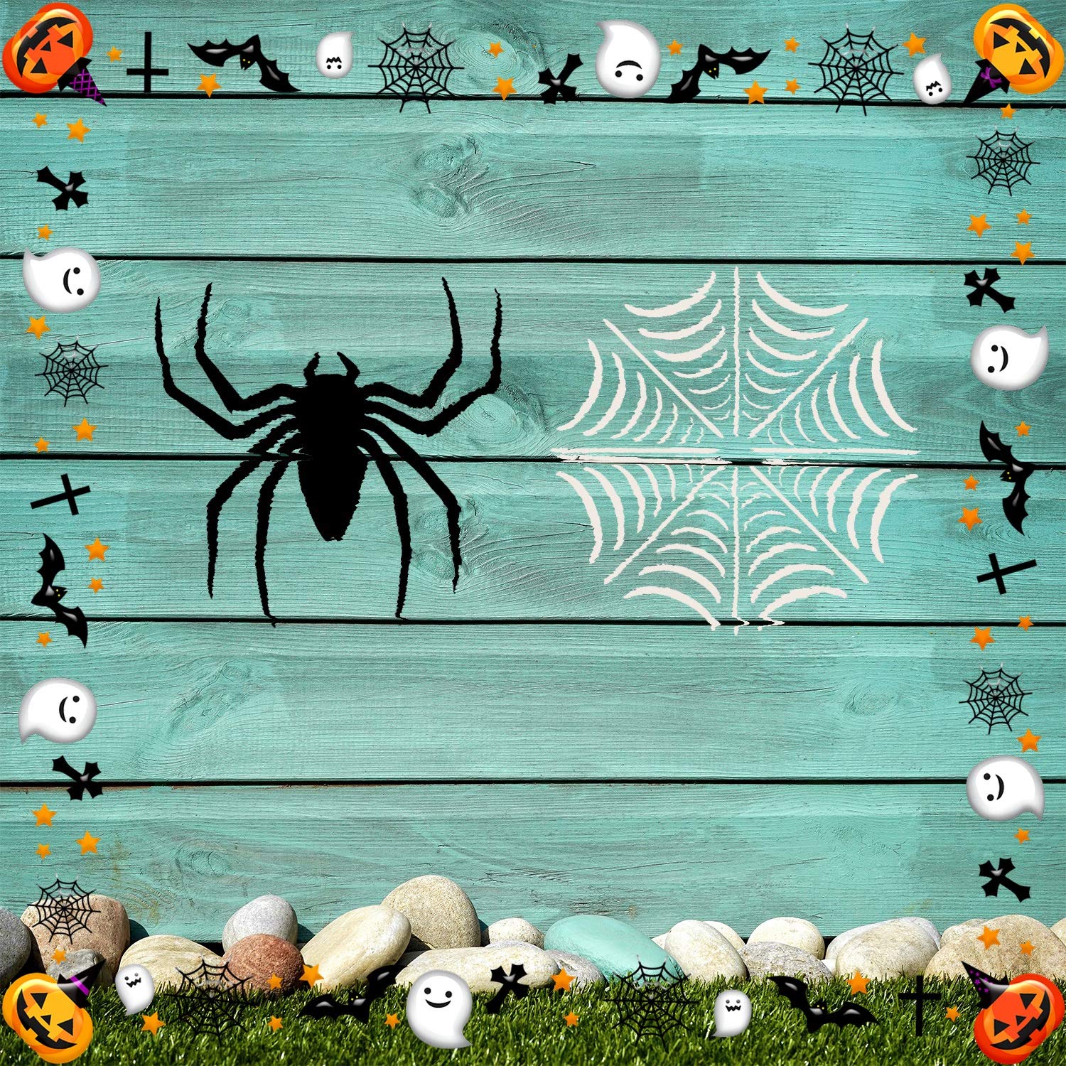 12 Pieces Halloween Stencils Reusable Plastic Halloween Theme Drawing Stencils for Painting on Wood Walls Fabrics Window, 7.9 Inches