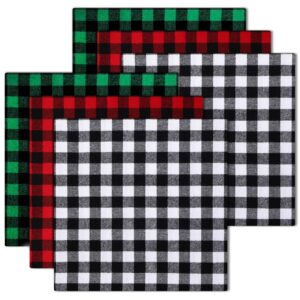 6 pieces christmas plaid fabric 20 x 20 inch, cotton fabric bundles buffalo plaid quilting fabric sewing patchwork for christmas diy craft, 3 style