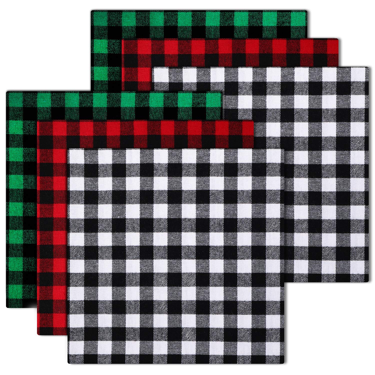 6 Pieces Christmas Plaid Fabric 20 x 20 Inch, Cotton Fabric Bundles Buffalo Plaid Quilting Fabric Sewing Patchwork for Christmas DIY Craft, 3 Style