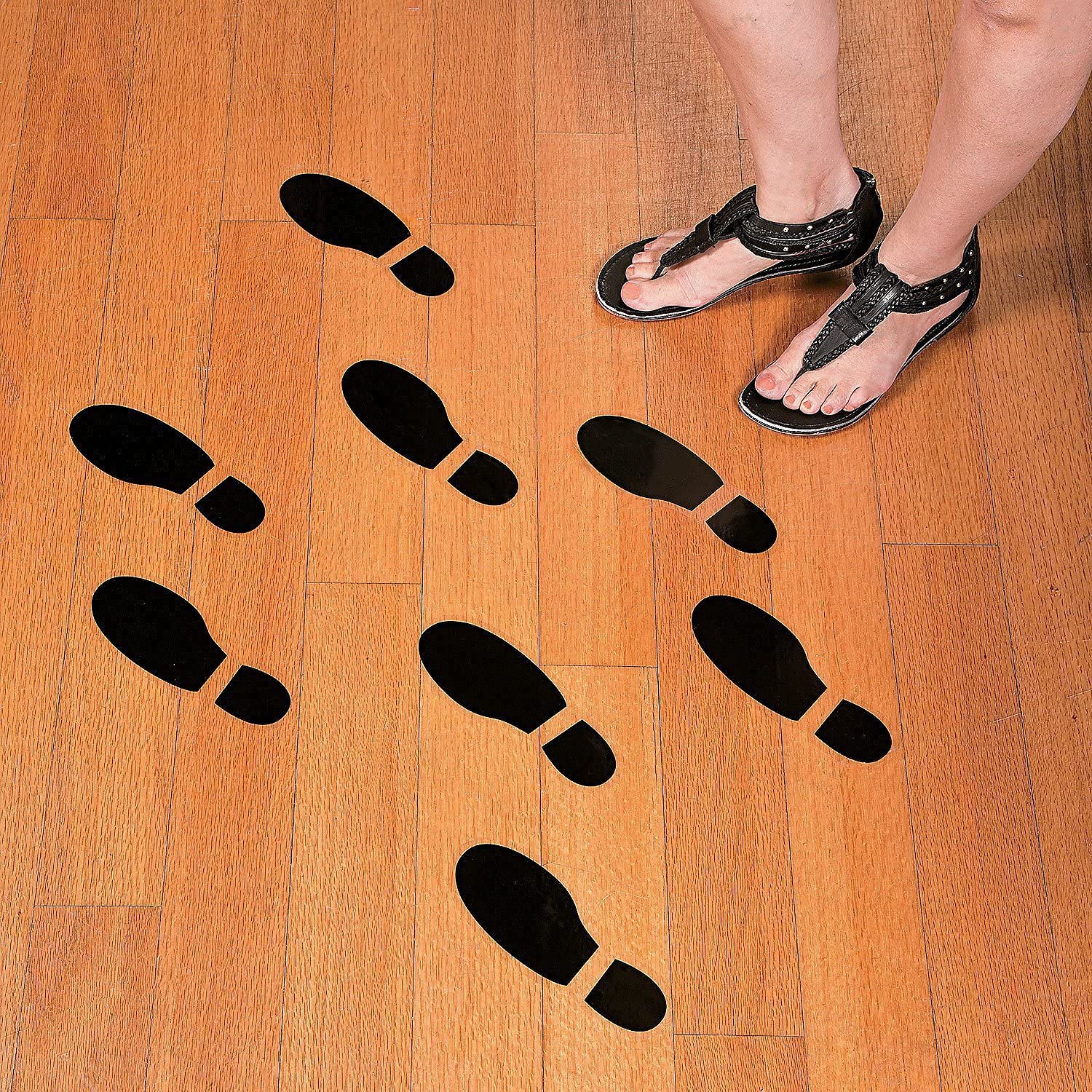 20 Pairs 40 Prints Black Shoes Footprint Stickers PVC Footprint Decals for Office School Floor Wall Stairs to Guide Directions