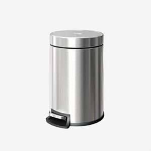 eviva totti 1.3 gallon stainless steel matte finish round trash can with soft closing lid