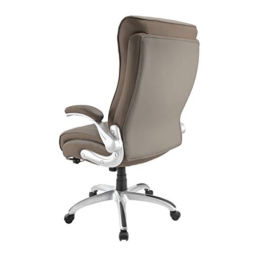 Realspace Ampresso Big & Tall Bonded Leather High-Back Chair, Taupe/Silver