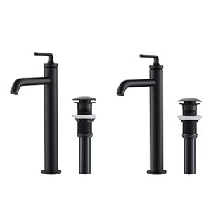 kraus novis single handle vessel sink bathroom faucet with pop-up drain in matte black, kvf-1220mb