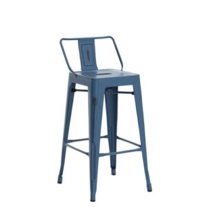 Aklaus Metal Bar Stools Set of 4 Barstools Bar Height Bar Stools with Back Industrial Bar Stool Indoor Outdoor Stools Kitchen Dining Chairs Modern Bar Chairs Distressed Navy Blue 30inch Stools