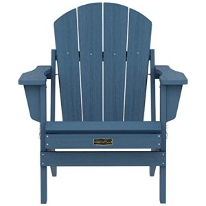 SERWALL Folding Adirondack Chairs Weather Resistant for Outdoor, Patio, Lawn, Garden, Backyard Deck, Fire Pit - Blue