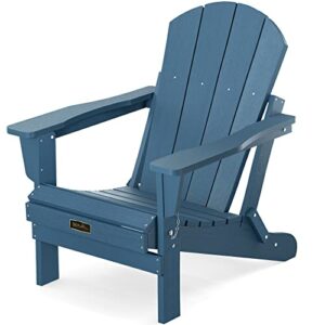 serwall folding adirondack chairs weather resistant for outdoor, patio, lawn, garden, backyard deck, fire pit - blue