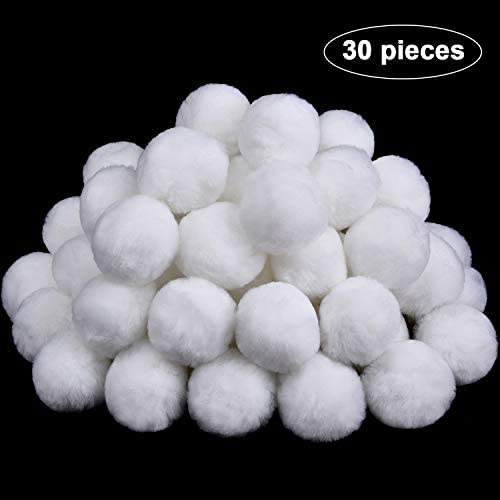 WILLBOND Christmas Large White Pom Poms for Crafts Giant Acrylic Pompoms Christmas Holiday Costume Pom Fluffy Pompom Ball Fuzzy Big White Pom Pom for DIY Supplies Party Decoration, 2 Inch(30 Pieces)