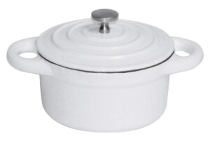 bellevie white enameled cast iron mini dutch oven, dia 4" x h 2", 8 1/2 oz."