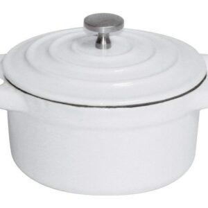 BelleVie White Enameled Cast Iron Mini Dutch Oven, Dia 4" x H 2", 8 1/2 Oz."