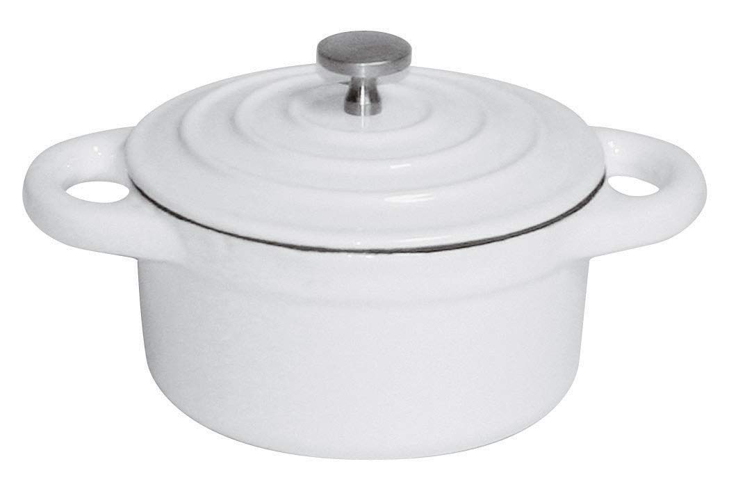 BelleVie White Enameled Cast Iron Mini Dutch Oven, Dia 4" x H 2", 8 1/2 Oz."