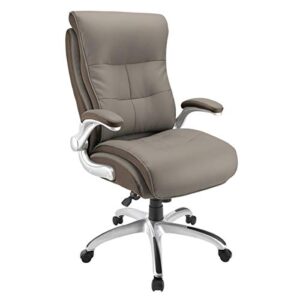 realspace ampresso big & tall bonded leather high-back chair, taupe/silver