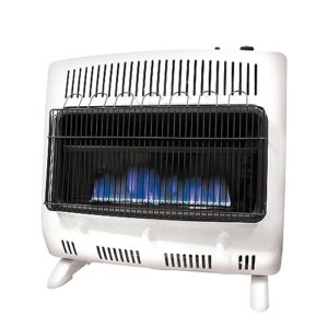 mr. heater mhvfdf30bft 30,000 btu vent free blue flame dual fuel natural gas and propane heater for cold rooms, additions, sun rooms & cabins - white