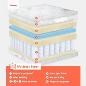 PrimaSleep Full Mattress, 13 Inch Hybrid Mattress, Gel Infused Memory Foam, Pocket Spring for Support and Pressure Relief, CertiPUR-US Certified, Bed-in-a-Box, Firm, Full Size