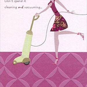 Designer Greetings Woman Cleaning and Vacuuming Funny : Humorous Feminine Birthday Card for Her : Woman : Women