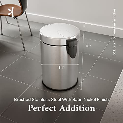 Eviva Totti 1.3 Gallon Stainless Steel Matte Finish Round Trash Can with Soft Closing Lid