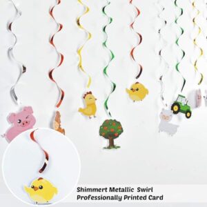 WERNNSAI Farm Animals Hanging Party Decorations - Barnyard Theme Party Supplies Hanging Swirl for Kids Birthday, Baby Shower Decor