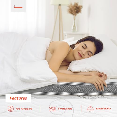 PrimaSleep Full Mattress, 13 Inch Hybrid Mattress, Gel Infused Memory Foam, Pocket Spring for Support and Pressure Relief, CertiPUR-US Certified, Bed-in-a-Box, Firm, Full Size