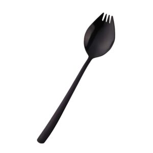 Dongbo 12 Pieces Sporks, 7.6-Inch Stainless Steel Salad Fork and Ice Cream Spoon for Cheese, Fruit and Noodle, Black