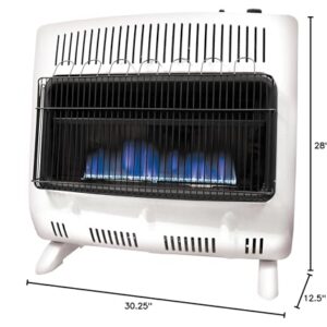 Mr. Heater MHVFDF30BFT 30,000 BTU Vent Free Blue Flame Dual Fuel Natural Gas and Propane Heater For Cold Rooms, Additions, Sun Rooms & Cabins - White