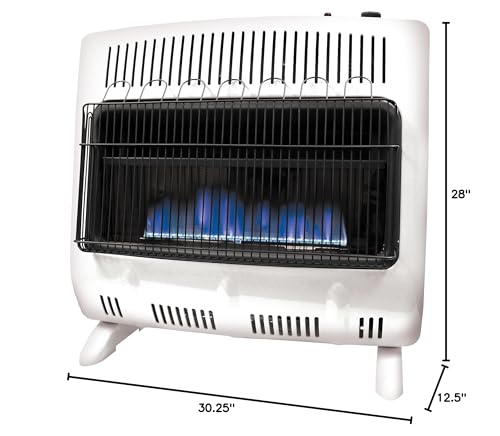 Mr. Heater MHVFDF30BFT 30,000 BTU Vent Free Blue Flame Dual Fuel Natural Gas and Propane Heater For Cold Rooms, Additions, Sun Rooms & Cabins - White