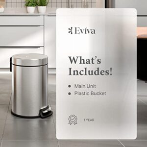 Eviva Totti 1.3 Gallon Stainless Steel Matte Finish Round Trash Can with Soft Closing Lid