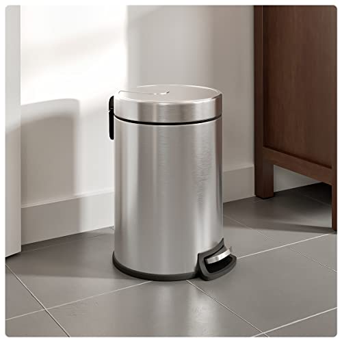 Eviva Totti 1.3 Gallon Stainless Steel Matte Finish Round Trash Can with Soft Closing Lid