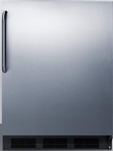 summit appliance ct663bkcssada ada compliant built-in undercounter refrigerator-freezer for residential use, cycle defrost w/deluxe interior, stainless steel exterior, and towel bar handle