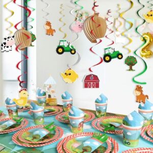 WERNNSAI Farm Animals Hanging Party Decorations - Barnyard Theme Party Supplies Hanging Swirl for Kids Birthday, Baby Shower Decor