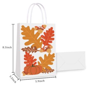 BCHOCKS 16 Pieces Fall Gift Bags - Maple leaf/Pumpkin/Chestnut Design Elements Gift Bags with Handles, Great for Fall Themed Wedding, Birthday Party Favors, Bridal Shower